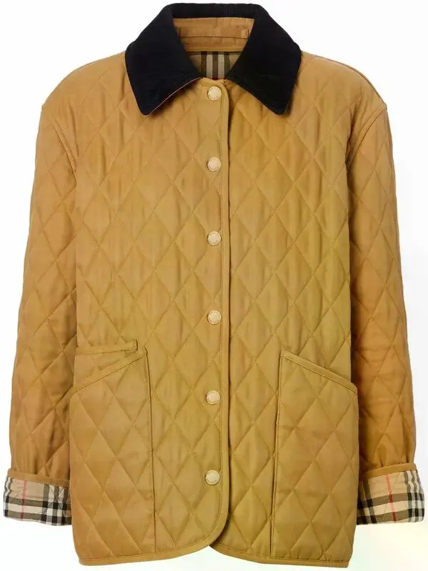 Burberry Diamond-quilted Jacket With Corduroy Collar