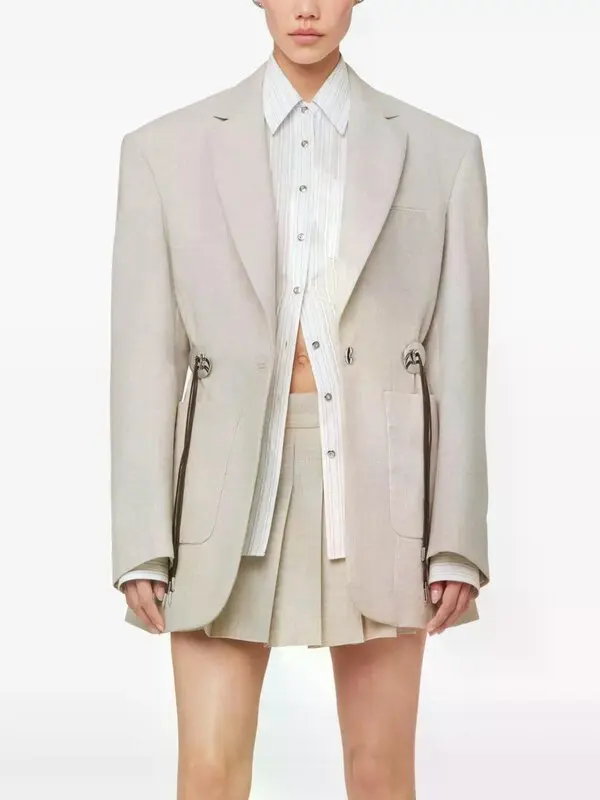 Rabanne Mottled Wool Blazer - Neutrals