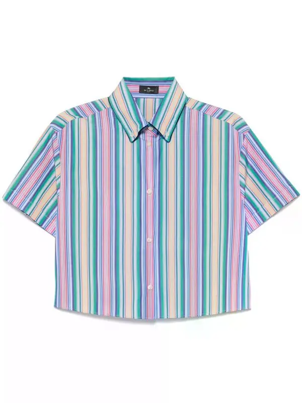 Etro Striped Cropped Button-down Shirt