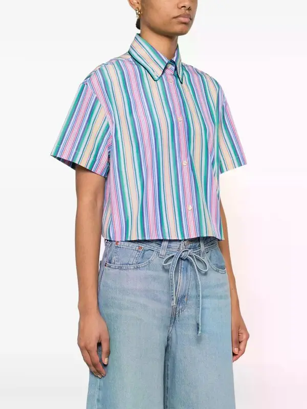 Etro Striped Cropped Button-down Shirt