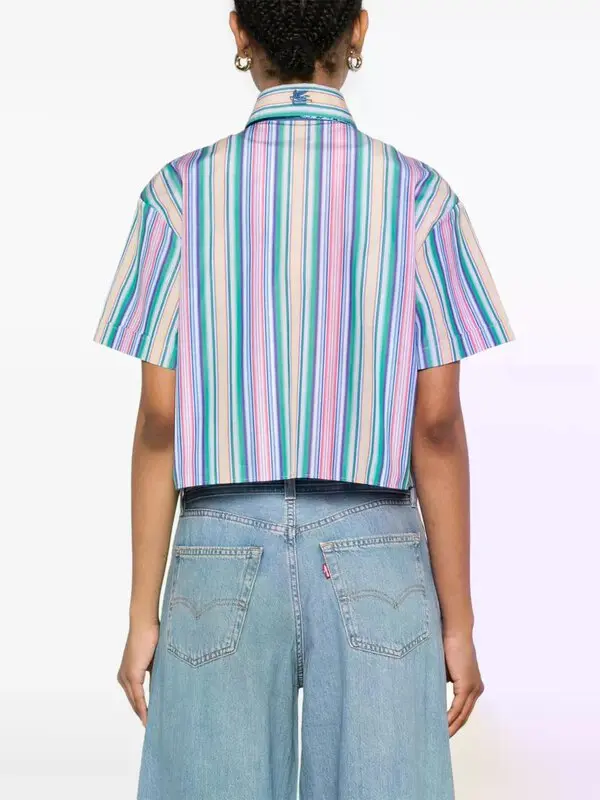 Etro Striped Cropped Button-down Shirt