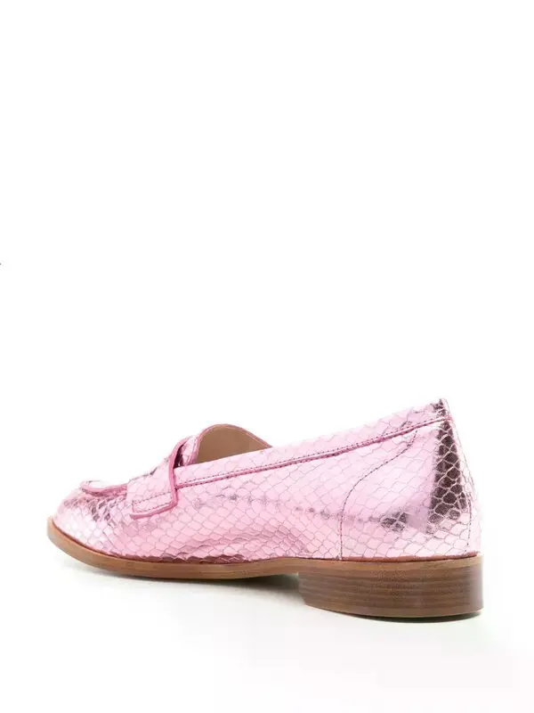P.a.r.o.s.h Snakeskin-effect Metallic Loafers