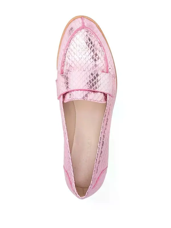 P.a.r.o.s.h Snakeskin-effect Metallic Loafers