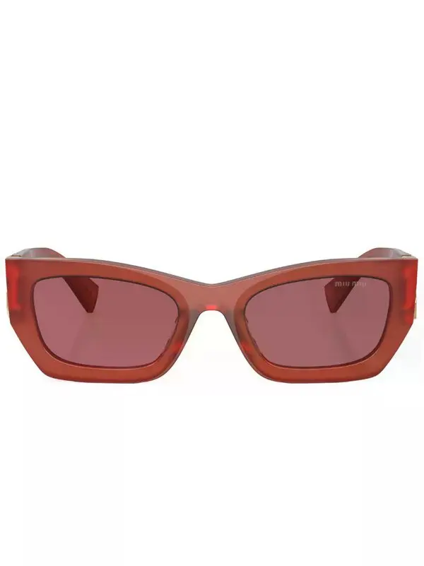Miu Miu Logo-plaque Rectangle-frame Sunglasses - Red