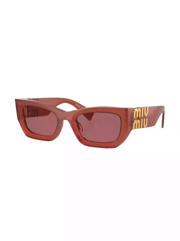 Miu Miu Logo-plaque Rectangle-frame Sunglasses - Red
