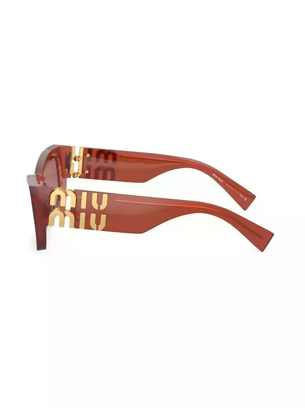 Miu Miu Logo-plaque Rectangle-frame Sunglasses - Red