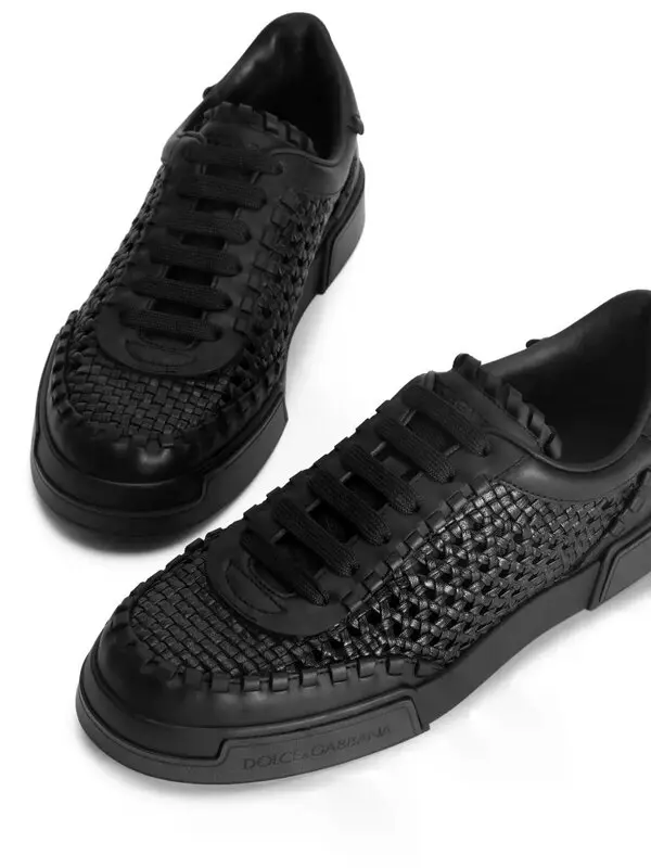 Dolce & Gabbana Mesh-panelling Leather Sneakers