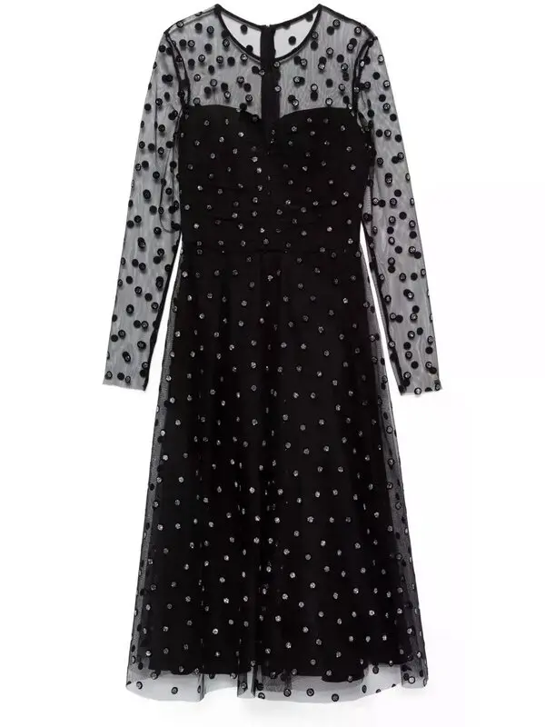 NISSA Polka-dot Glitter-embellished Tulle Dress