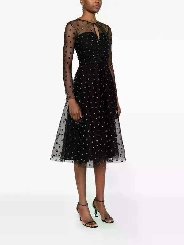 NISSA Polka-dot Glitter-embellished Tulle Dress