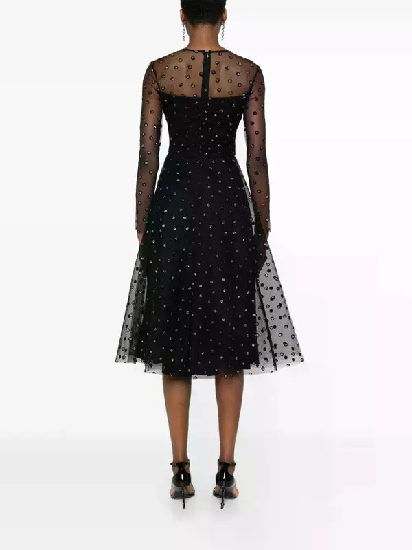 NISSA Polka-dot Glitter-embellished Tulle Dress