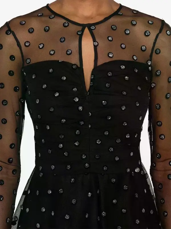 NISSA Polka-dot Glitter-embellished Tulle Dress