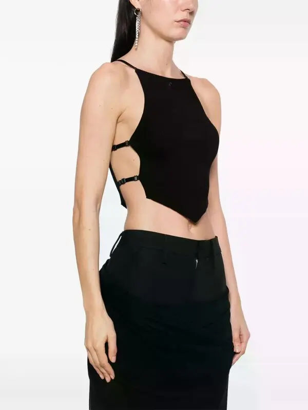 COURREGES Ribbed Crop Top - Black