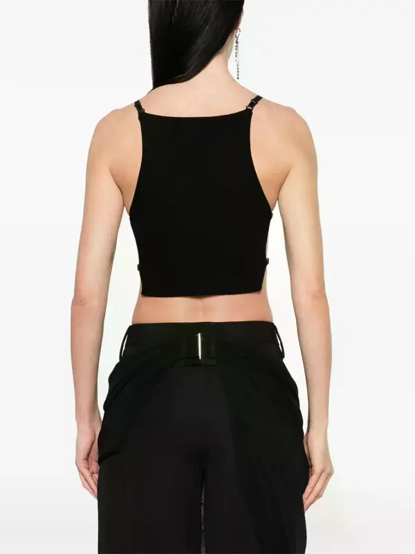 COURREGES Ribbed Crop Top - Black
