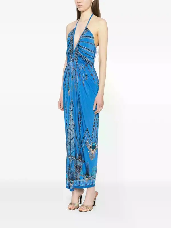 Camilla V-neck Gathered Jersey Dress