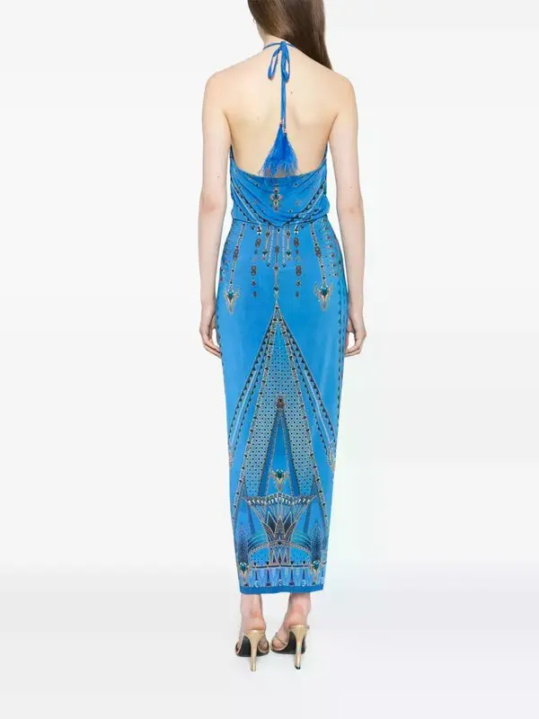 Camilla V-neck Gathered Jersey Dress