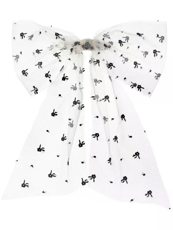 MAISON MICHEL Mini Wicole Bow Hair Clip - White