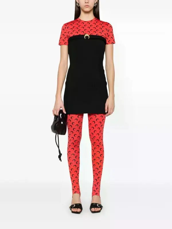 MARINE SERRE Twill Mini Dress With Logo Plaque