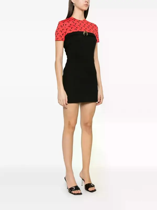 MARINE SERRE Twill Mini Dress With Logo Plaque