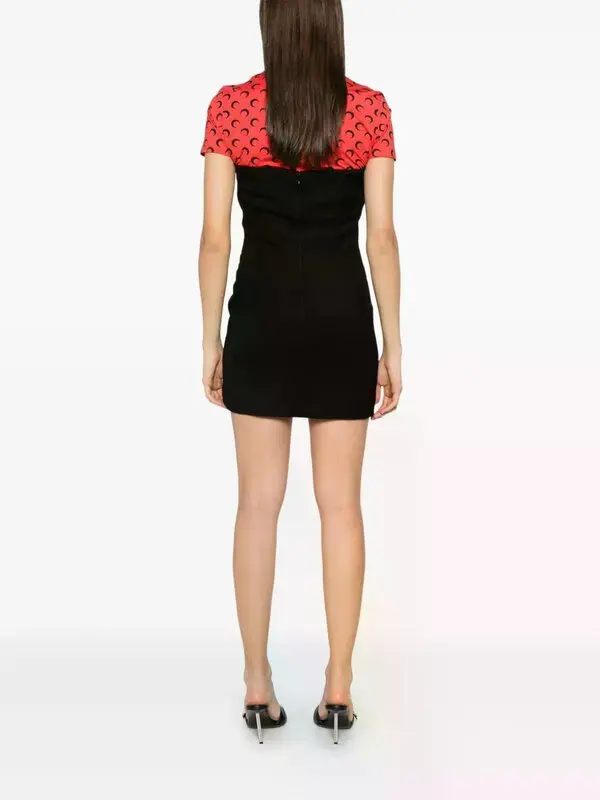 MARINE SERRE Twill Mini Dress With Logo Plaque