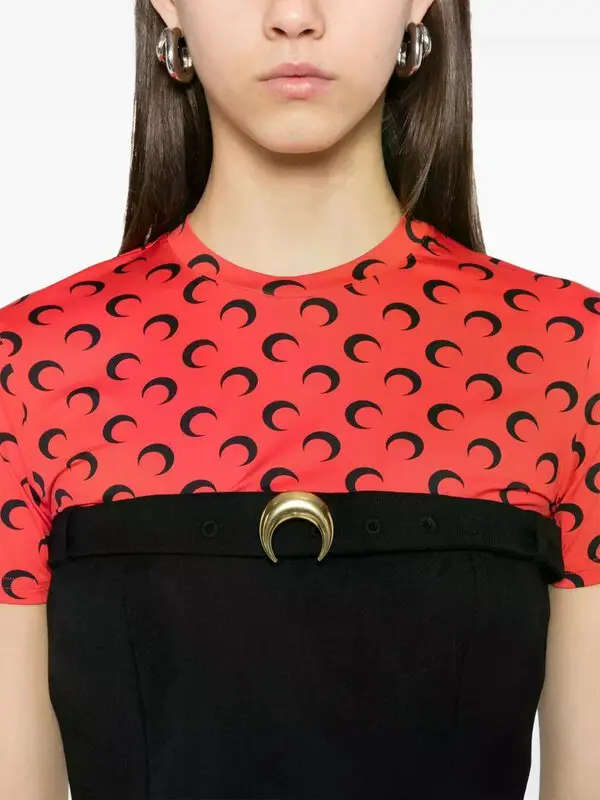 MARINE SERRE Twill Mini Dress With Logo Plaque