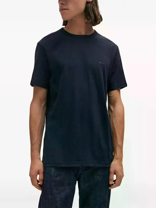 BOSS Logo-print Cotton T-shirt - Blue