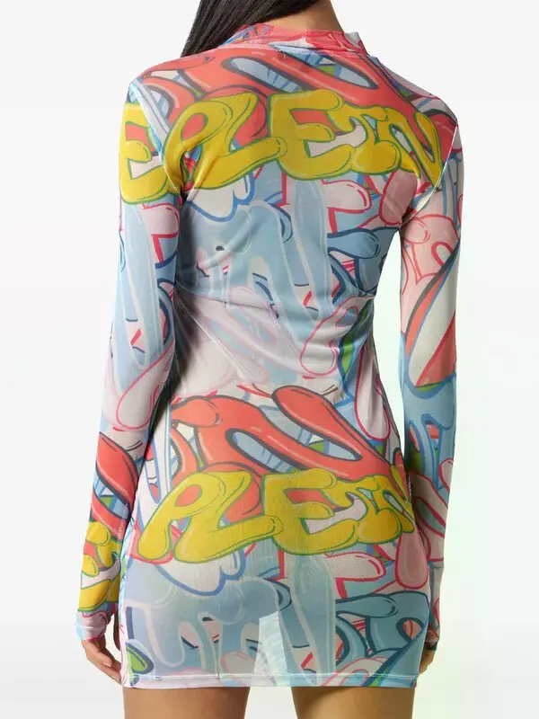 Philipp Plein Bombing Graffiti-print Mini Dress