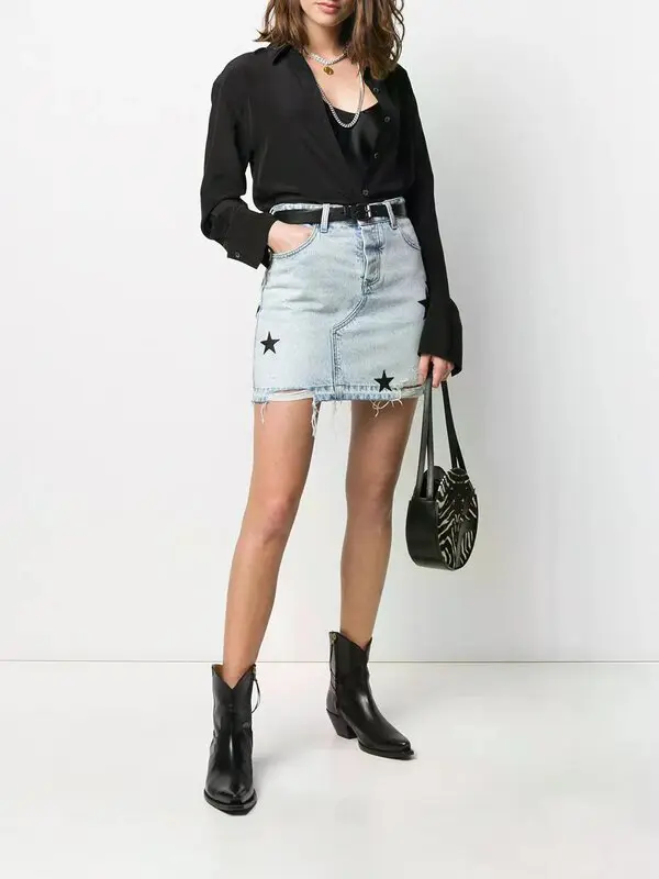 Amiri Star Patch Denim Skirt