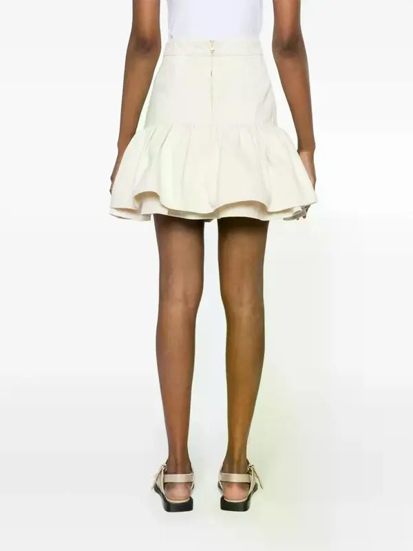 PATOU Ruffled Denim Miniskirt - Neutrals