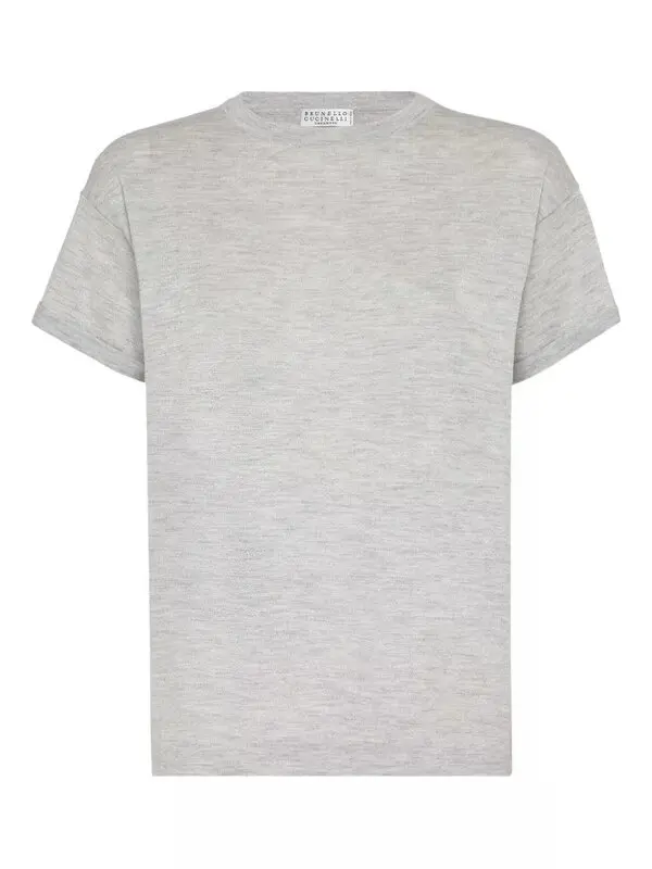 Brunello Cucinelli Crewneck T-shirt With Turn-up Cuffs - Grey