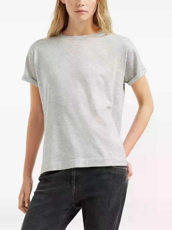 Brunello Cucinelli Crewneck T-shirt With Turn-up Cuffs - Grey