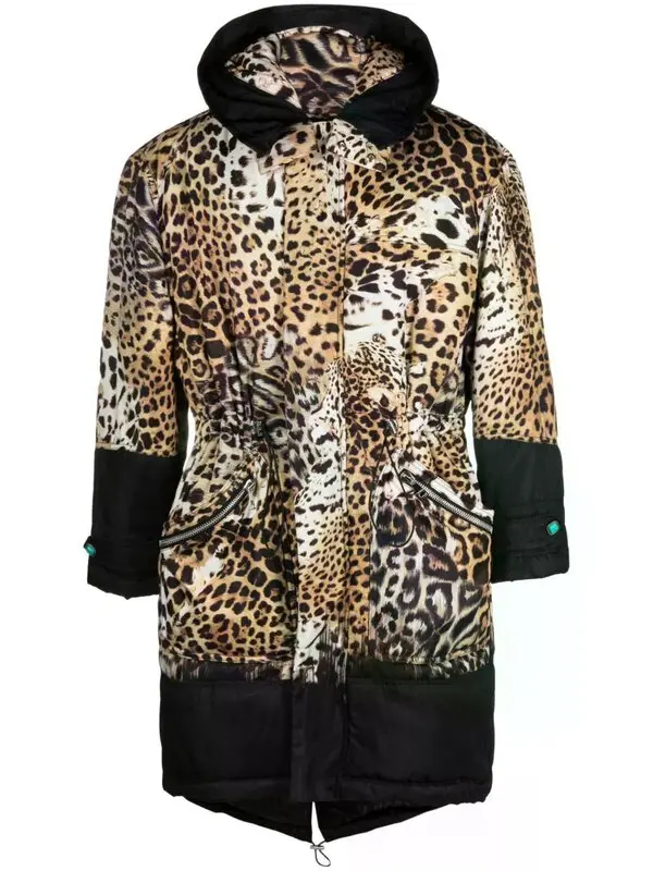 Roberto Cavalli Animal-print Padded Hooded Coat - Neutrals