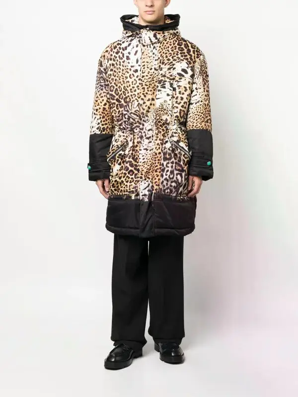 Roberto Cavalli Animal-print Padded Hooded Coat