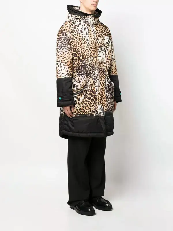 Roberto Cavalli Animal-print Padded Hooded Coat
