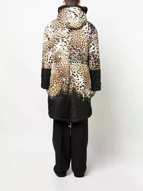 Roberto Cavalli Animal-print Padded Hooded Coat