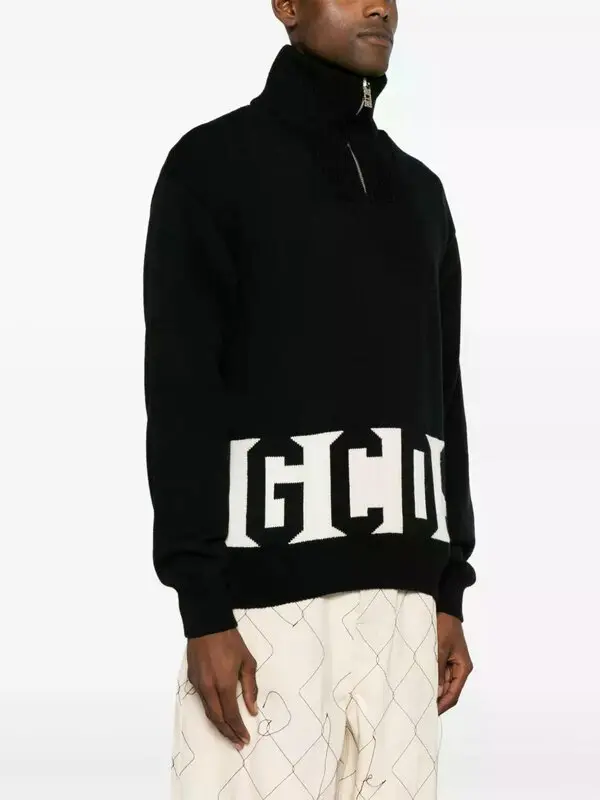 Gcds Intarsia-knit Half-zip Jumper