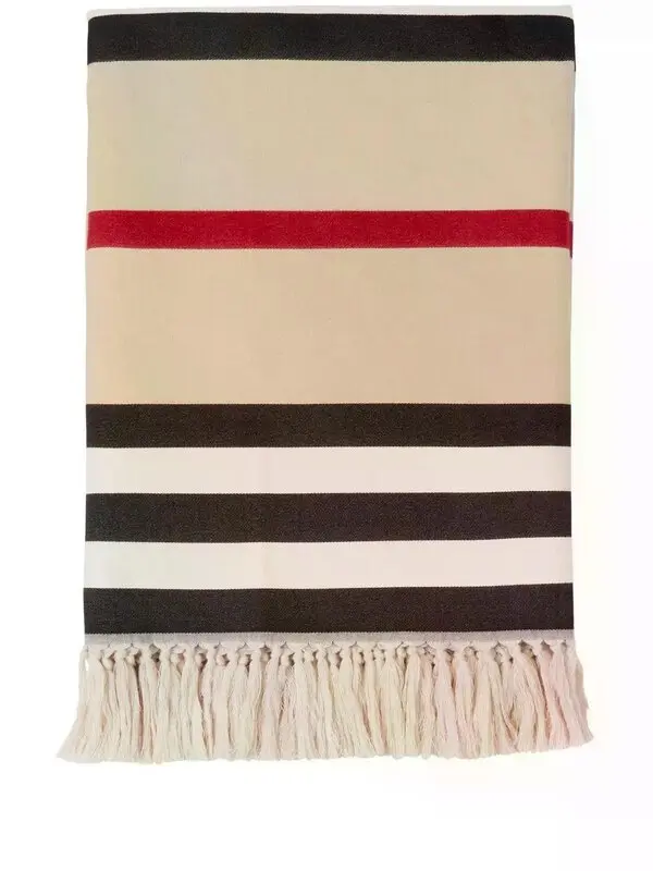 Burberry Icon Stripe Cotton Blanket - Neutrals