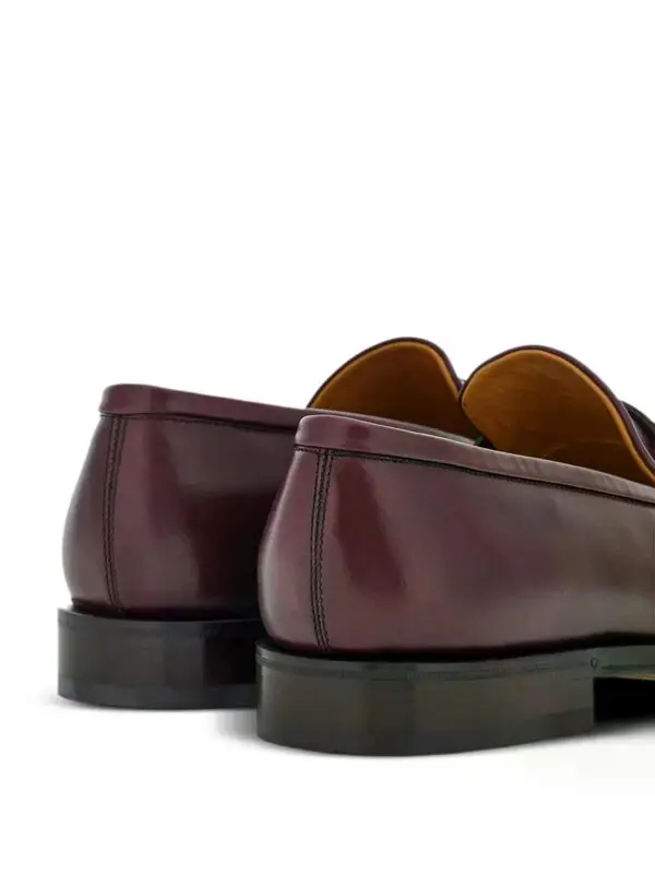 FERRAGAMO Gancio-plaque Leather Loafers - Red