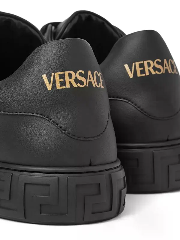 Versace Greca Studded Lace-up Low-top Sneakers - Black