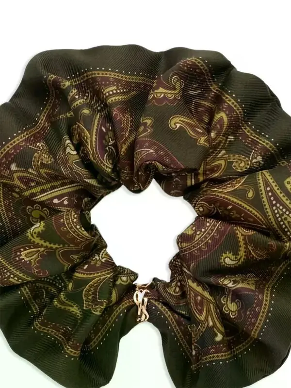 Saint Laurent Patterned Silk Scrunchie - Brown