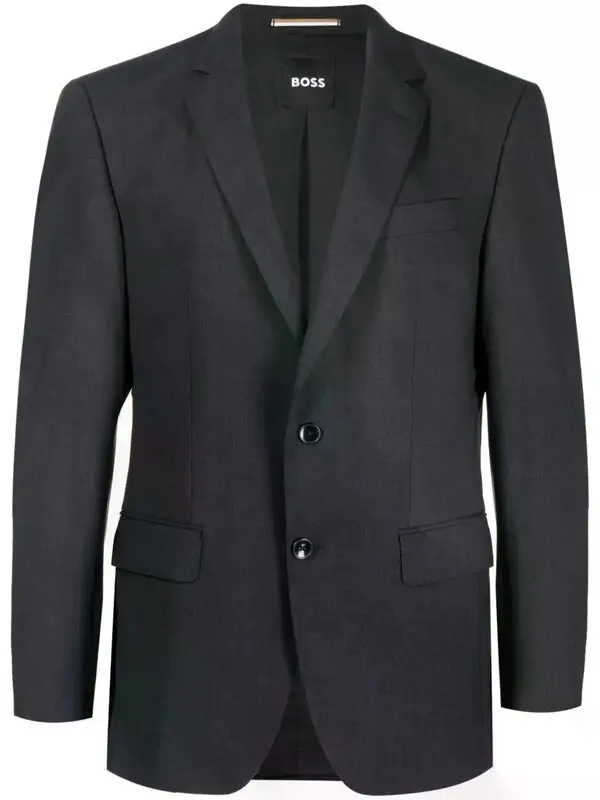 BOSS Single-breasted Stretch-wool Blazer - Black