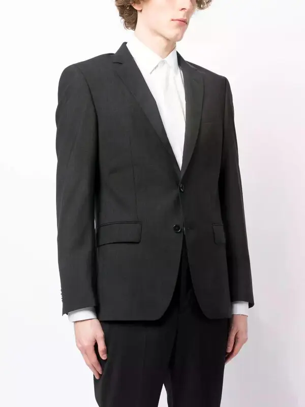 BOSS Single-breasted Stretch-wool Blazer - Black