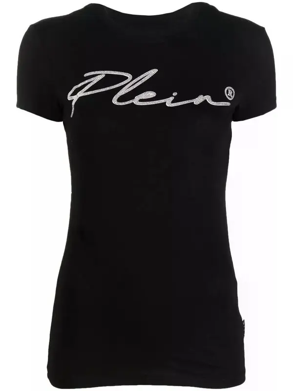 Philipp Plein Crystal-embellished Logo Cotton T-shirt - Black