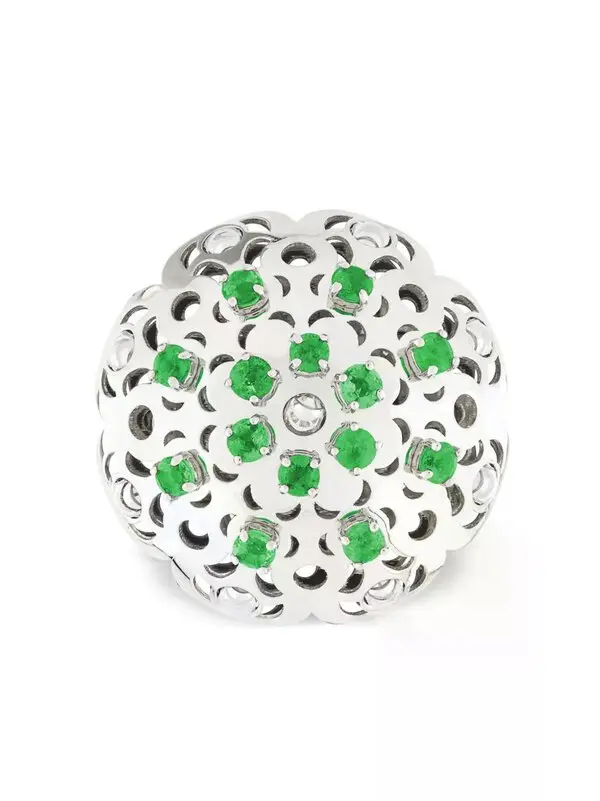 OFFICINA BERNARDI 18kt White Gold Damasco Emerald Ring - Silver
