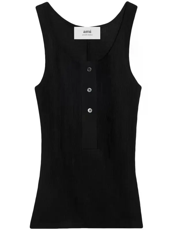 AMI Paris Ribbed Cotton Tank Top
