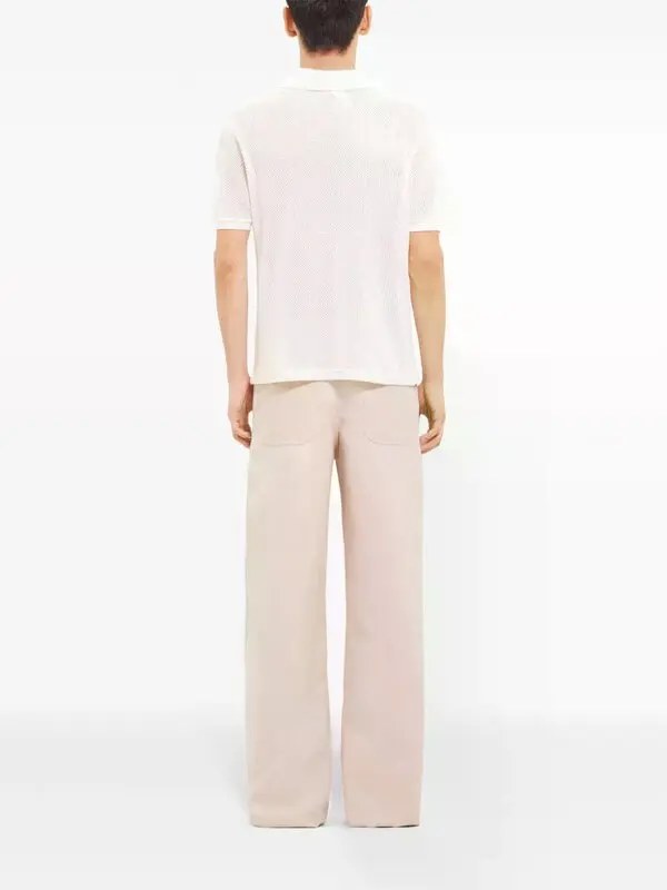 COURREGES Ac Logo-appliqué Mesh Polo Shirt - Neutrals