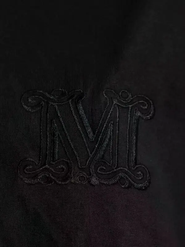 Max Mara Monogram-embroidered Cotton T-shirt - Black