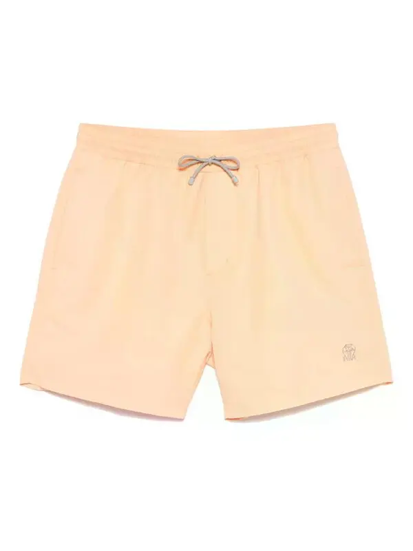 Brunello Cucinelli Logo-embroidered Swim Shorts - Orange