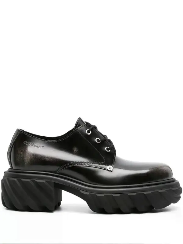 Off-White Exploration Patent Leather Derby Shoes - Grey