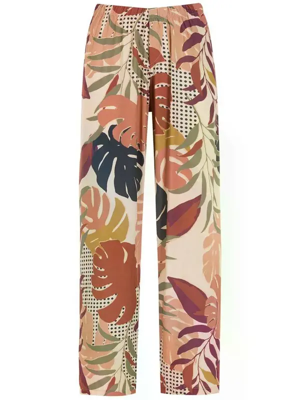 AMIR SLAMA Palm Leaf Print Straight Trousers - Neutrals