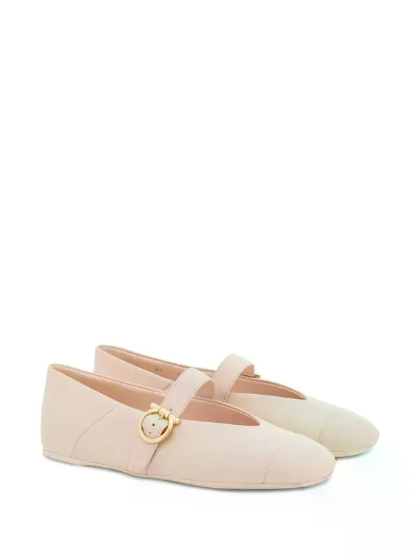 FERRAGAMO Gancini-buckle Ballet Flats - Neutrals